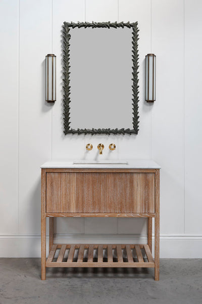 reeded oak vanity unit
